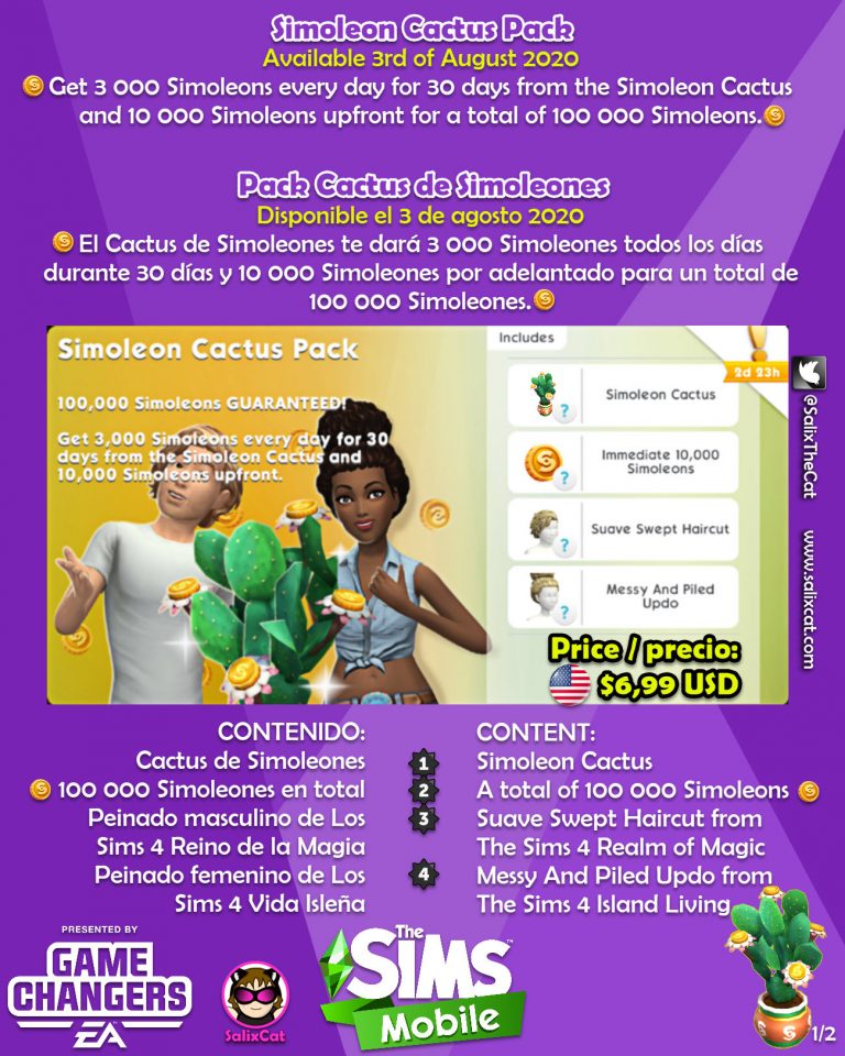 3 de agosto 2020 – Simoleon Cactus Pack – Cactus de Simoleones
